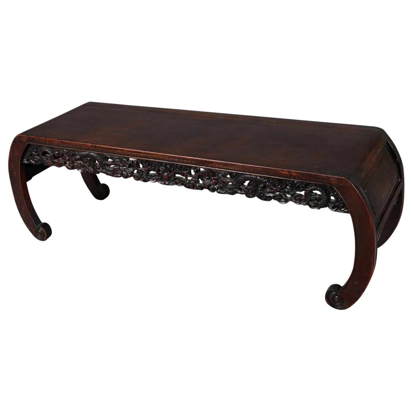 Antique Chinese Figural Carved Hardwood Low Table, 20th Century at ...