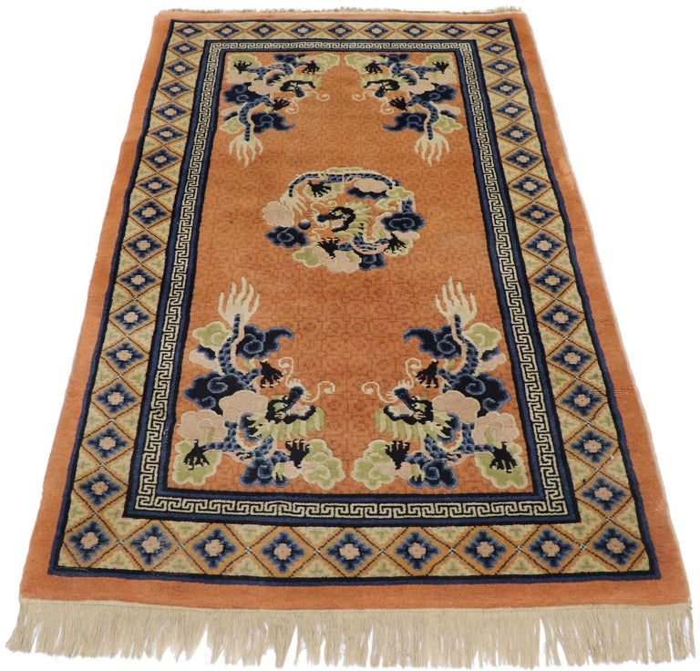 Antique Chinese Five Claw Dragon Pictorial Rug For Sale at 1stDibs