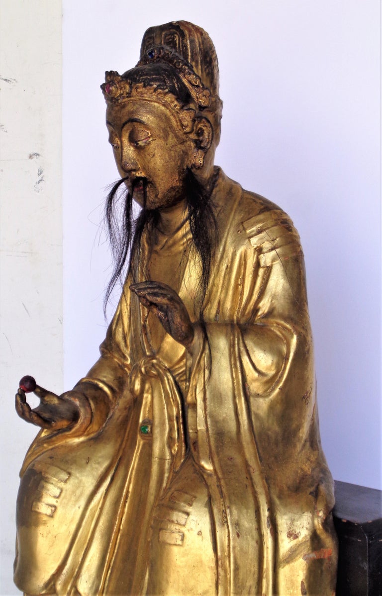 Antique Chinese Gilded Ancestral Scholar Figure, circa 1800 at 1stDibs