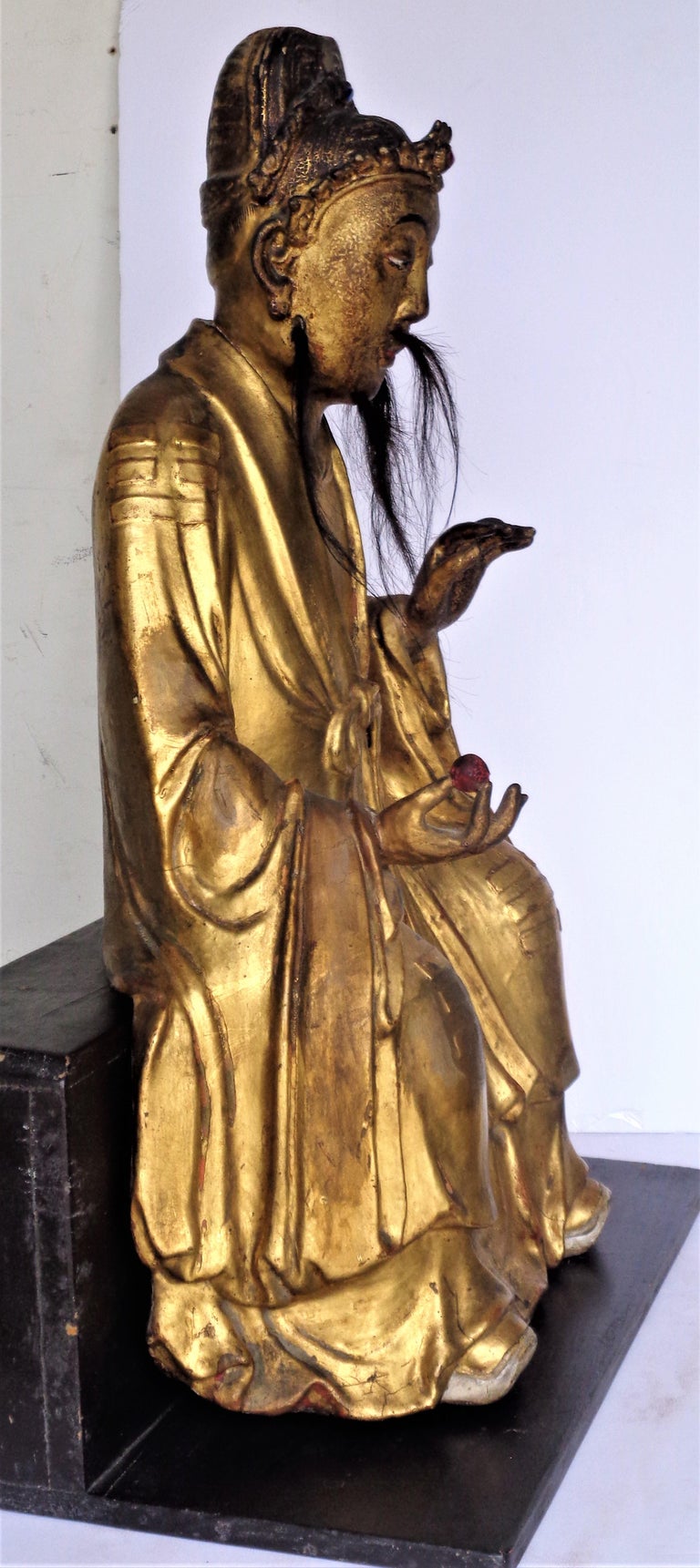 Antique Chinese Gilded Ancestral Scholar Figure, circa 1800 at 1stDibs