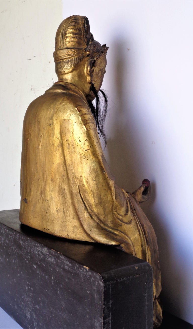 Antique Chinese Gilded Ancestral Scholar Figure, circa 1800 at 1stDibs