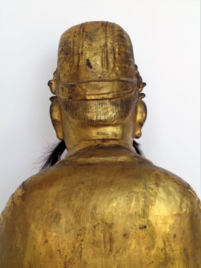 Antique Chinese Gilded Ancestral Scholar Figure, circa 1800 at 1stDibs