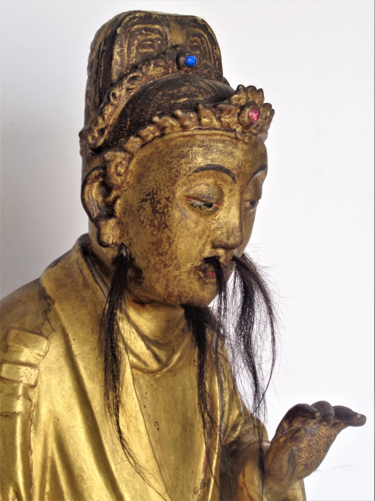Antique Chinese Gilded Ancestral Scholar Figure, circa 1800 at 1stDibs
