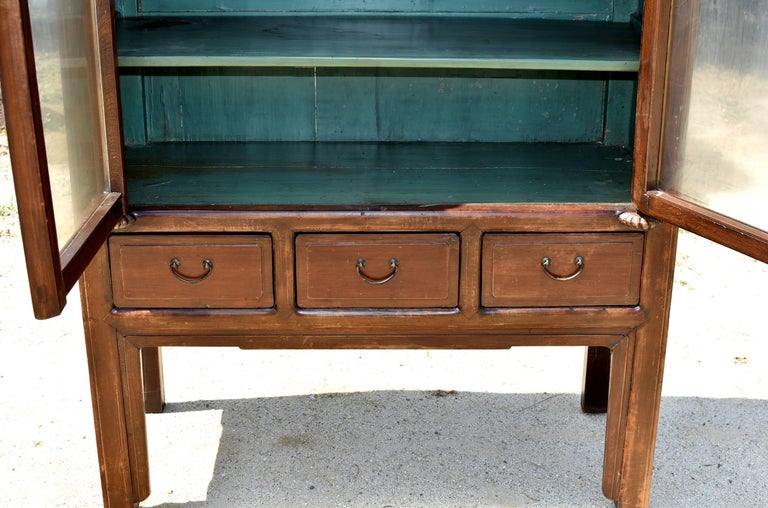 Antique Chinese Glass Curio Cabinet, Ming Style at 1stDibs