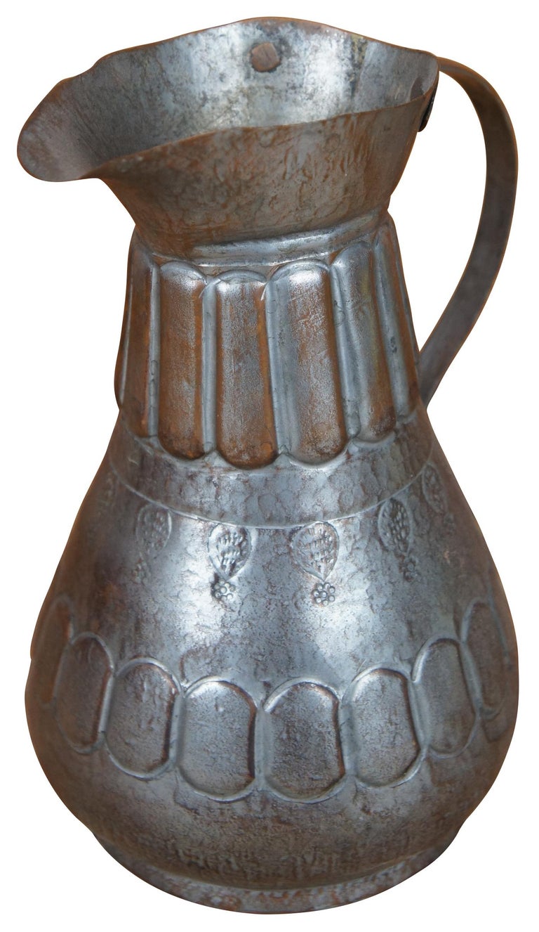 Antique Chinese Hammered Embossed Copper Water Can Pitcher Ewer Jug For ...