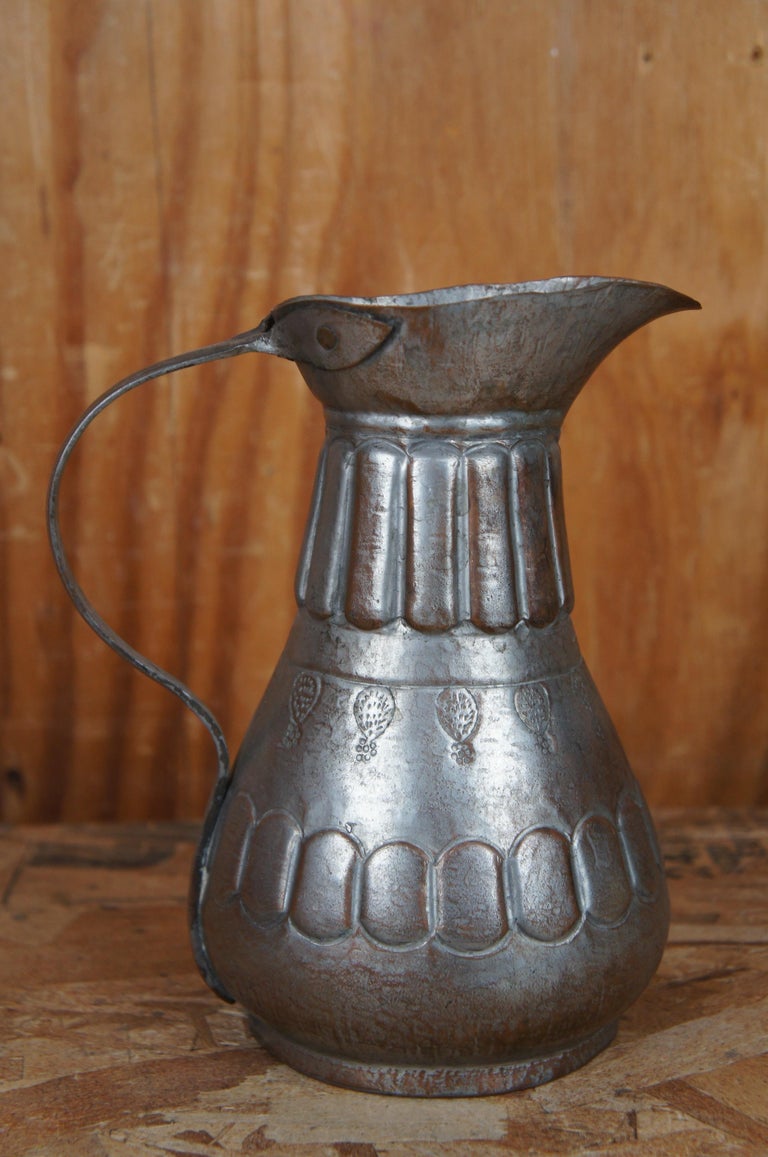 Antique Chinese Hammered Embossed Copper Water Can Pitcher Ewer Jug For ...
