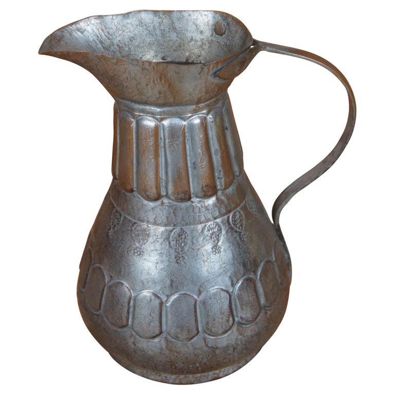 Antique Chinese Hammered Embossed Copper Water Can Pitcher Ewer Jug For ...