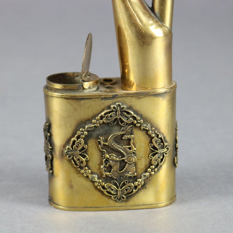 Antique Chinese Handcrafted Brass Dragon Decorated Opium Pipe, circa ...