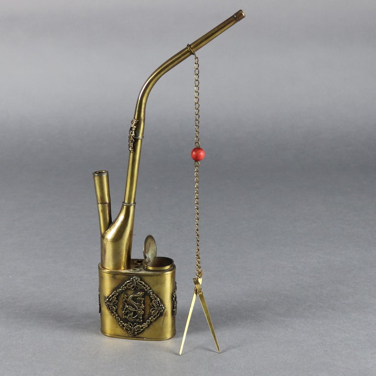 Antique Chinese Handcrafted Brass Dragon Decorated Opium Pipe, circa ...