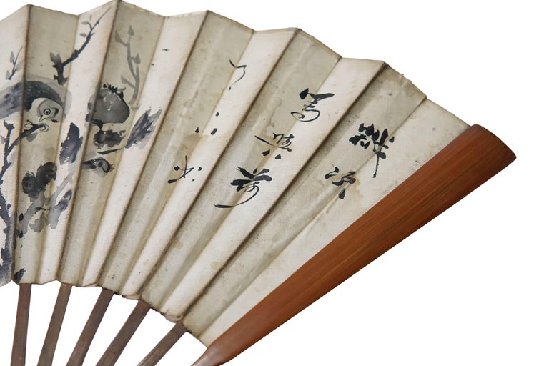 Antique Chinese Hand Painted Fan with Calligraphy, c. 1900 For Sale at ...