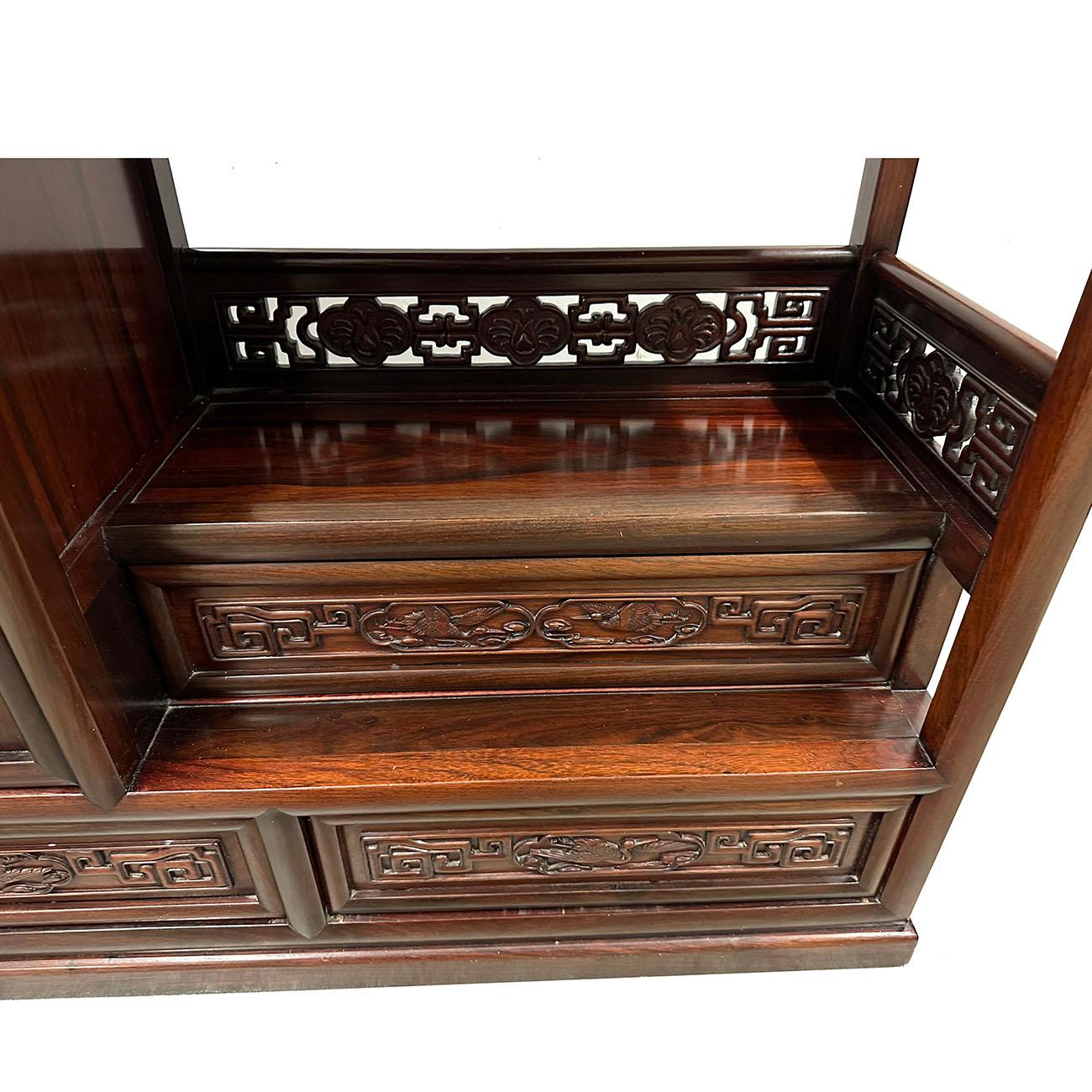 Antique Chinese Intricate Carved Hardwood Curio Cabinet, Display For ...