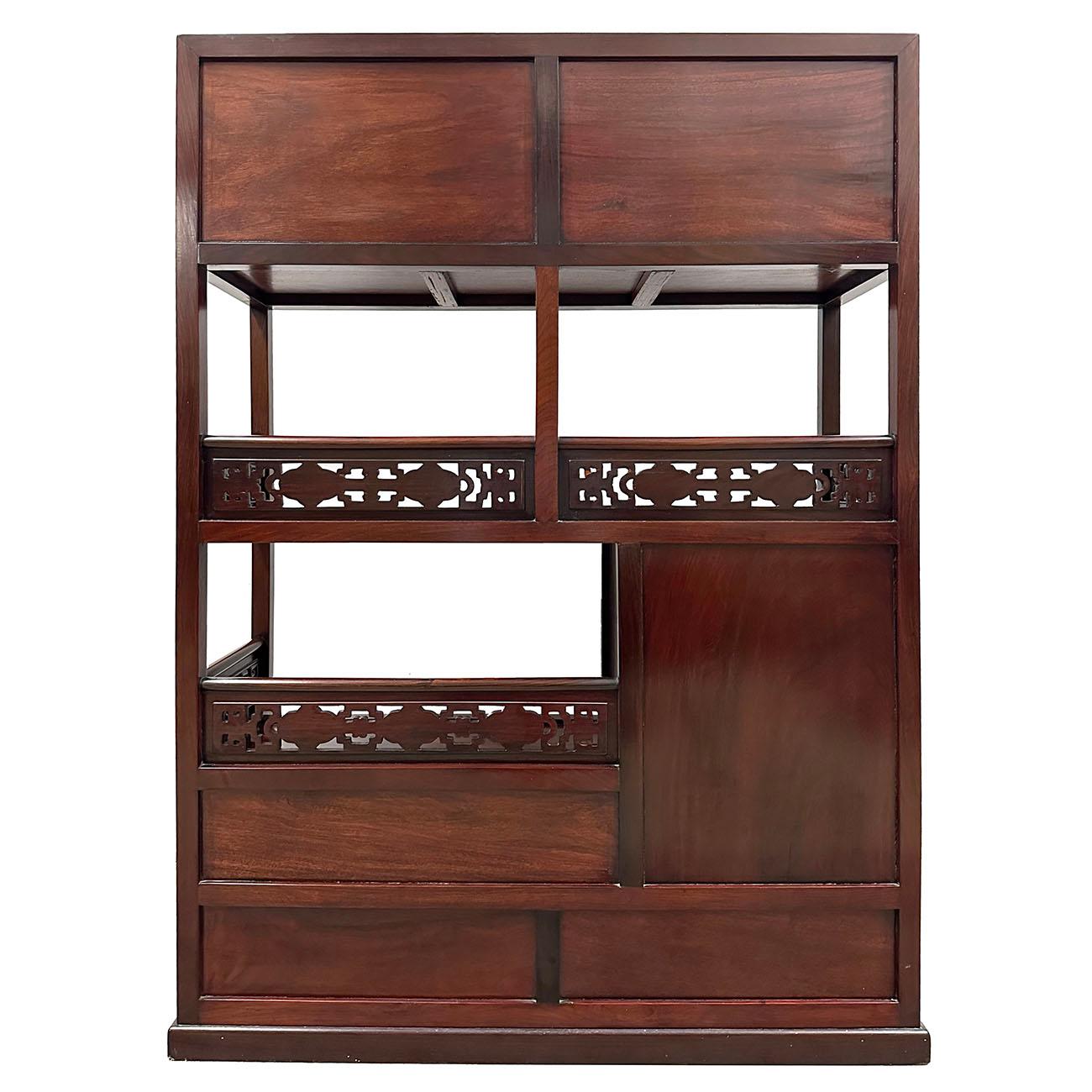 Antique Chinese Intricate Carved Hardwood Curio Cabinet, Display For ...