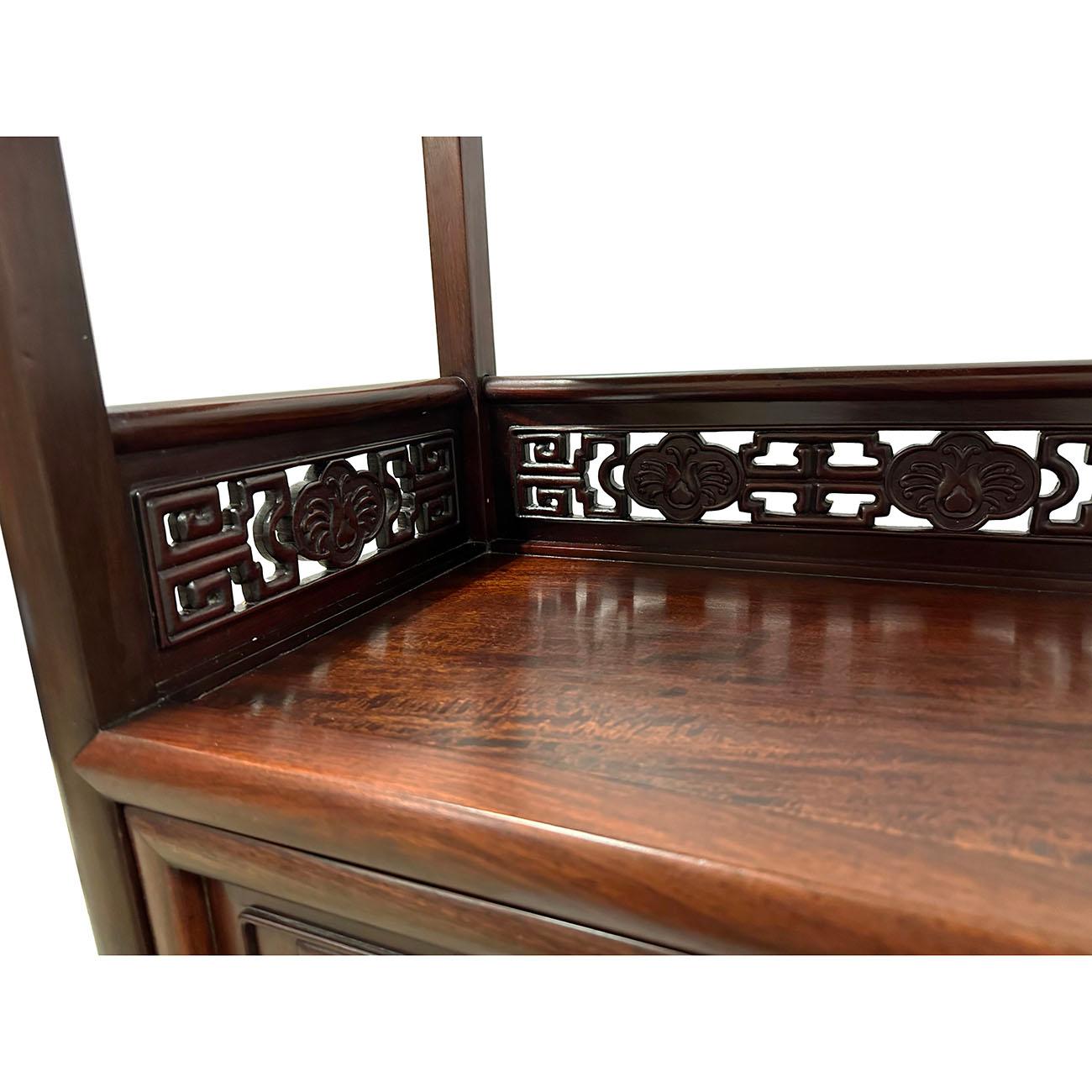 Antique Chinese Intricate Carved Hardwood Curio Cabinet, Display For ...