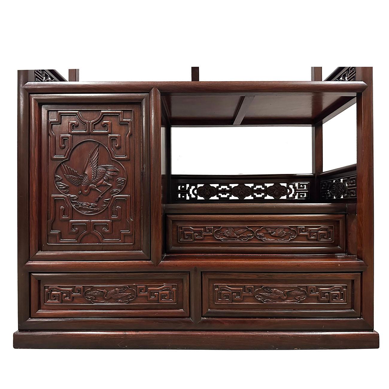 Antique Chinese Intricate Carved Hardwood Curio Cabinet, Display For ...