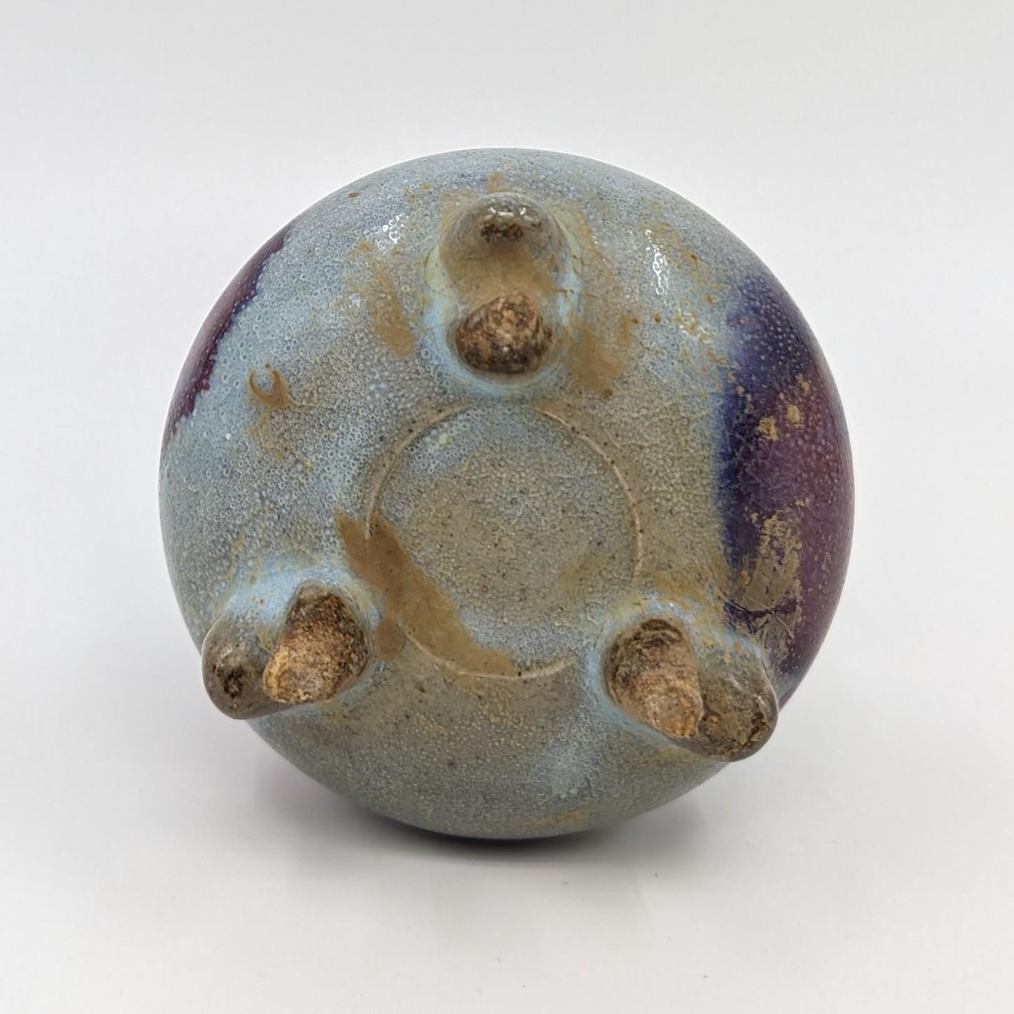 Antique Chinese Jun Ware Porcelain Tripod Censer Light Blue Crackle ...