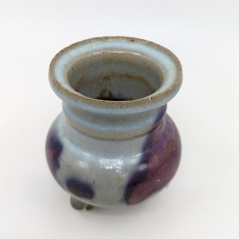 Antique Chinese Jun Ware Porcelain Tripod Censer Robin Egg Crackle ...