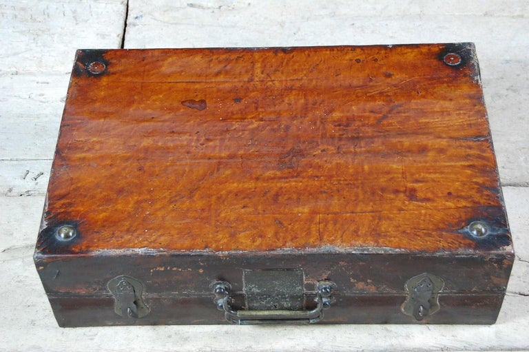Antique Chinese Lacquered Wood Suitcase Bronze Mounts at 1stDibs