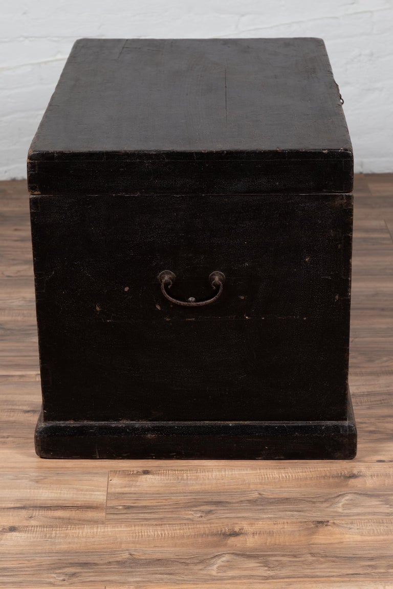 Antique Chinese Large Black Lacquered Trunk with Court Scenes ...