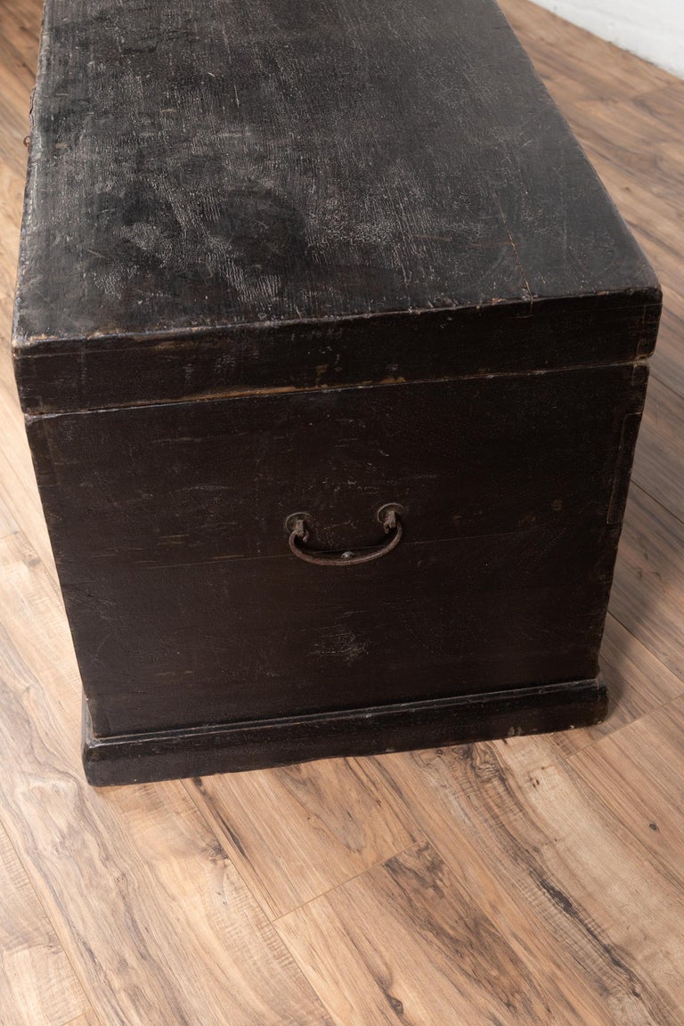 Antique Chinese Large Black Lacquered Trunk with Court Scenes ...