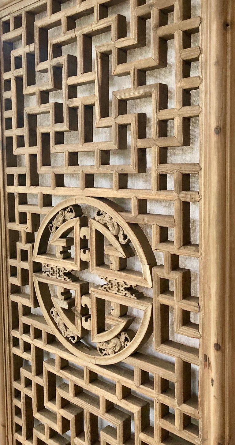 Antique Chinese Lattice + Carved Wood Panel at 1stDibs