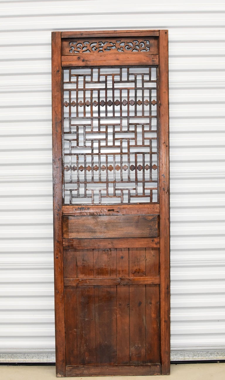 Antique Chinese Lattice Screen with Carved Plum Blossom and Dragon at ...