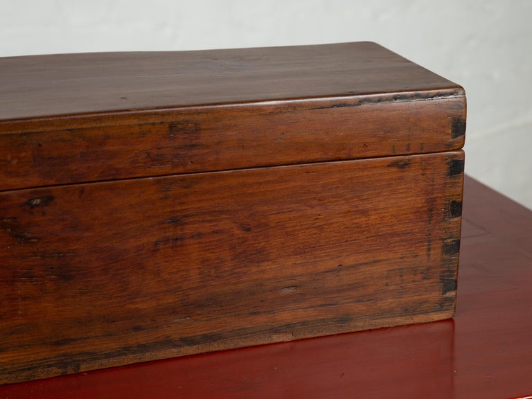 Antique Chinese Long Elmwood Box Used for Storing Scrolls at 1stDibs