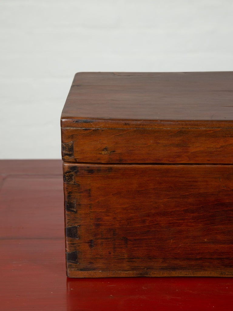 Antique Chinese Long Elmwood Box Used for Storing Scrolls at 1stDibs