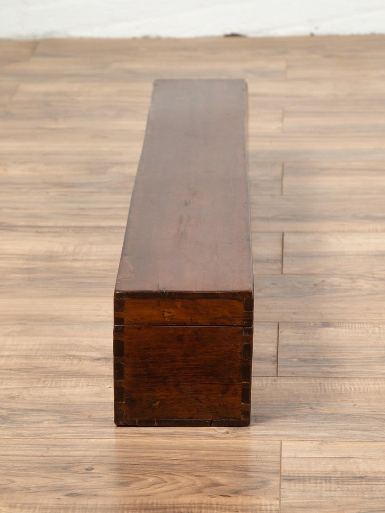 Antique Chinese Long Elmwood Box Used for Storing Scrolls at 1stDibs