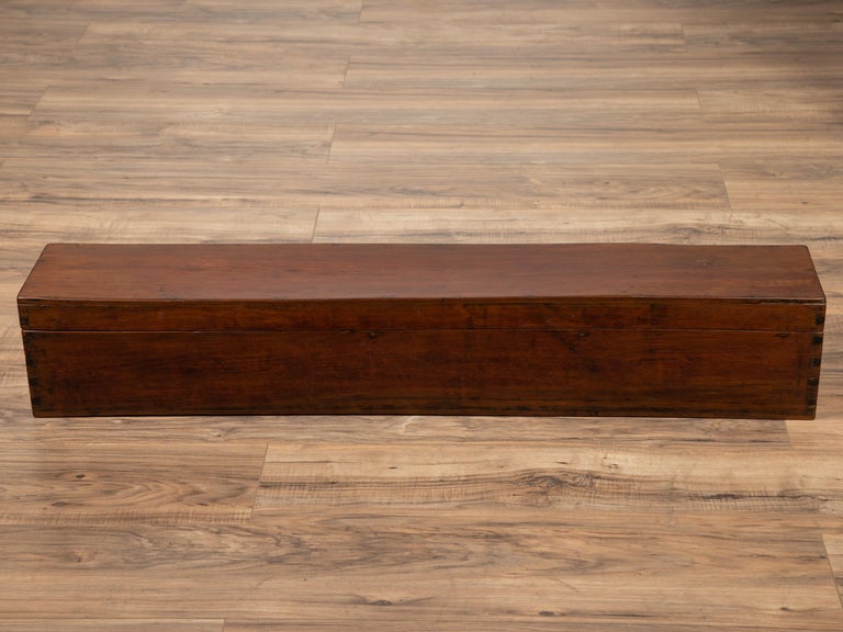 Antique Chinese Long Elmwood Box Used for Storing Scrolls at 1stDibs
