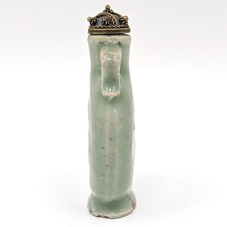 Antique Chinese Longquan Celadon Glazed Porcelain Snuff Bottle Carved ...