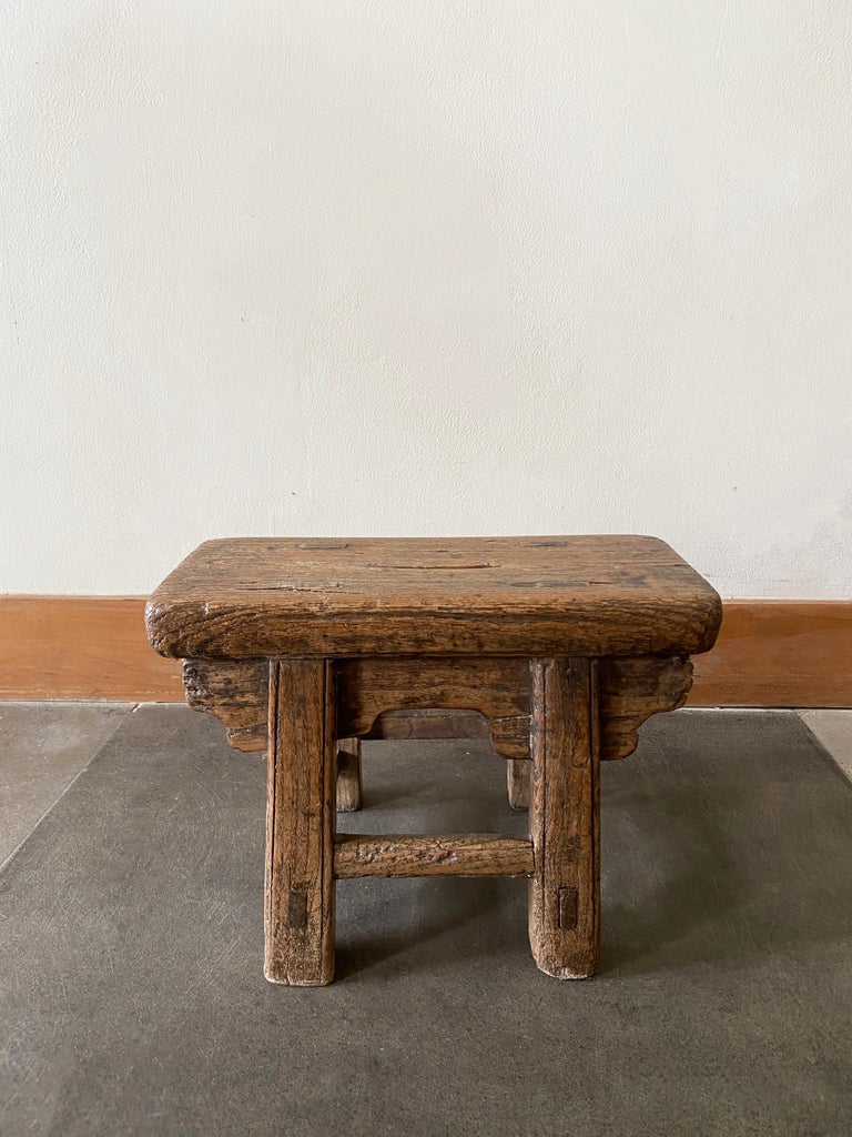 Antique Chinese Mini Elm Wood Stool, Early 20th Century at 1stDibs