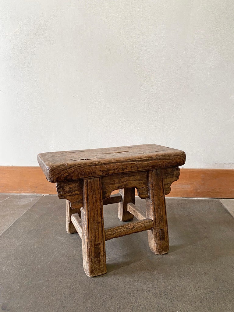 Antique Chinese Mini Elm Wood Stool, Early 20th Century at 1stDibs