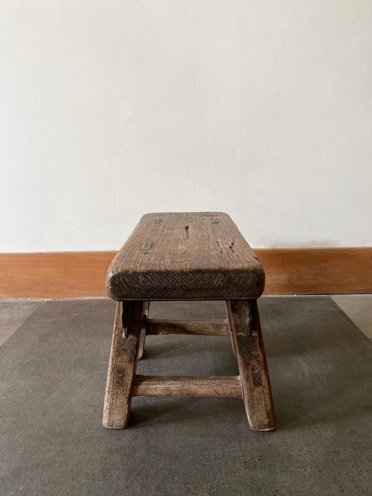 Antique Chinese Mini Elm Wood Stool, Early 20th Century at 1stDibs