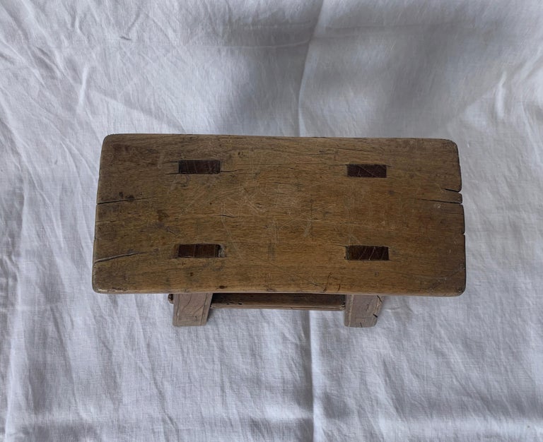 Antique Chinese Mini Elm Wood Stool, Early 20th Century For Sale at 1stDibs