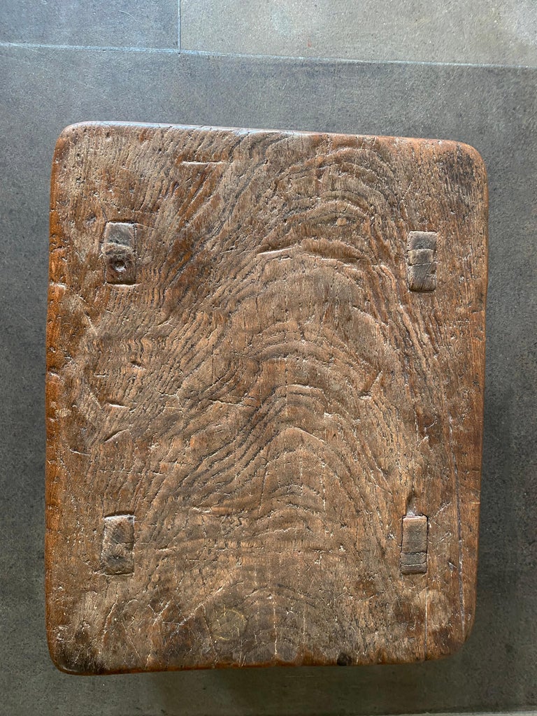 Antique Chinese Mini Low Elm Wood Stool, Early 20th Century For Sale at ...