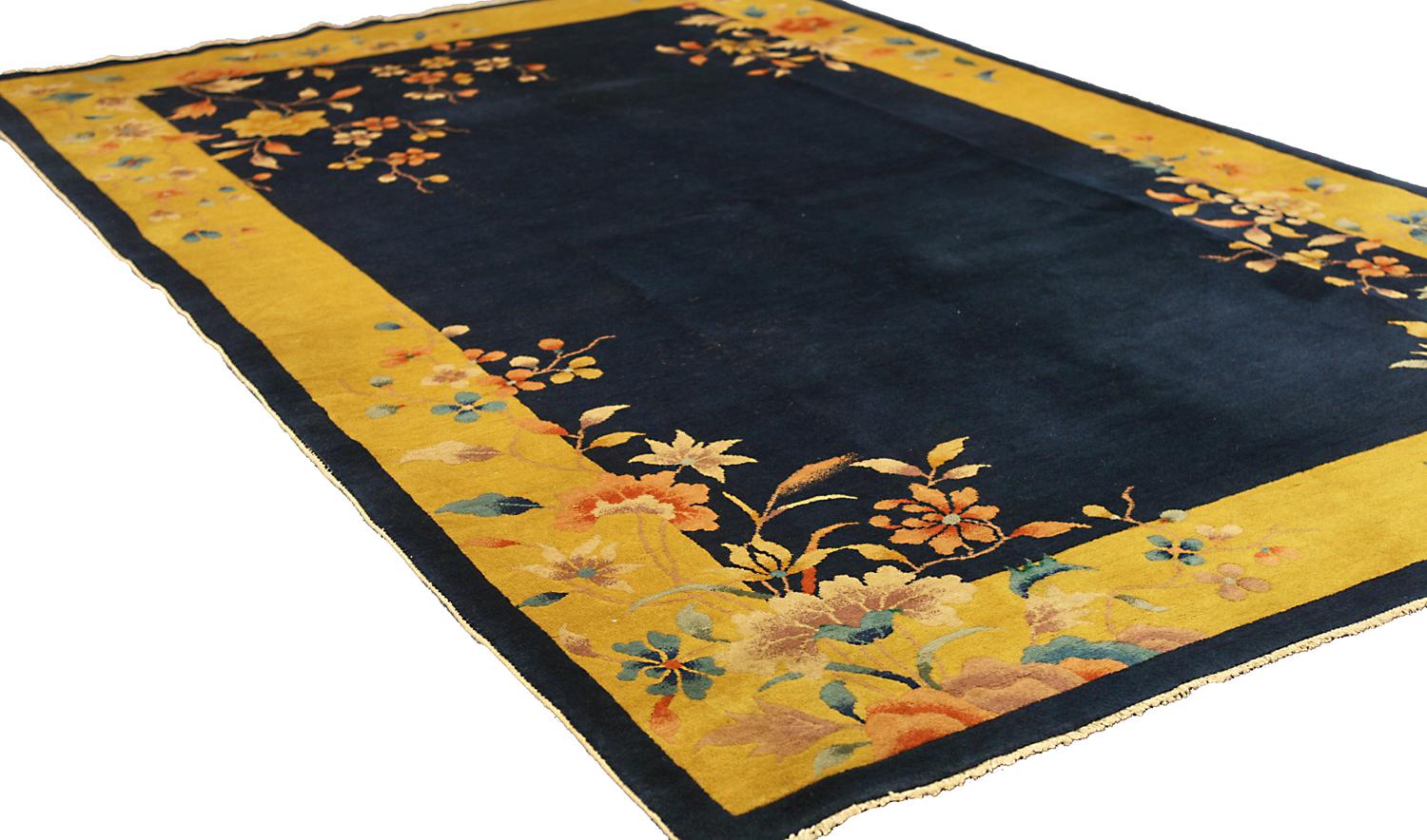 Antique Chinese Nichols Midnight Blue Wool Rug, ca. 1920 For Sale at ...