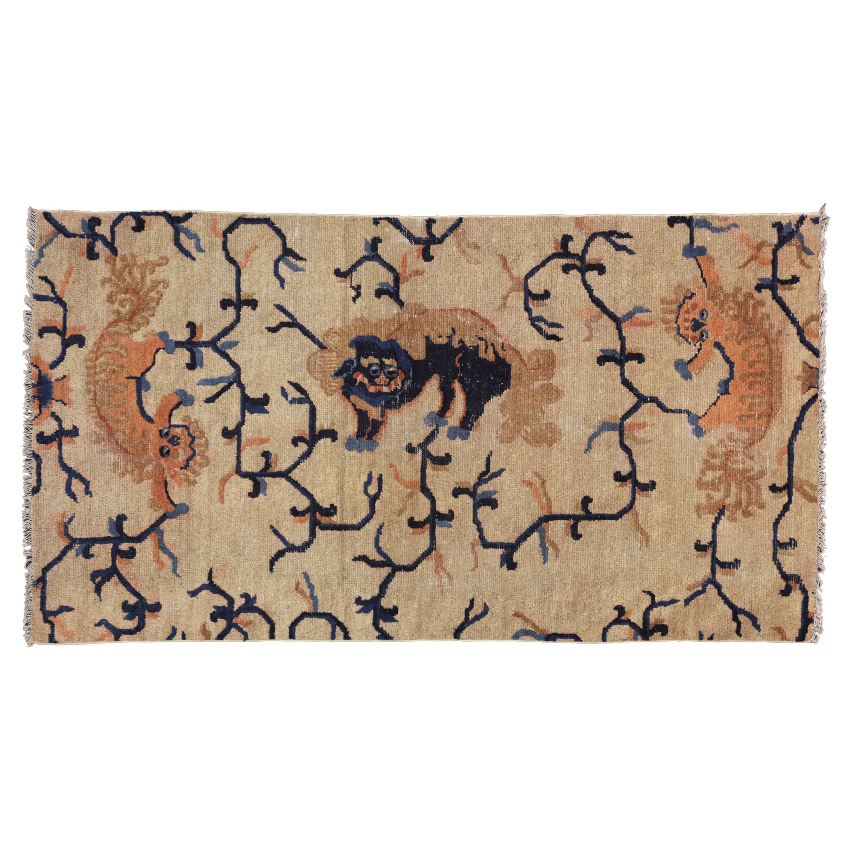 Chinese Animal Antique Pictorial Rug at 1stDibs