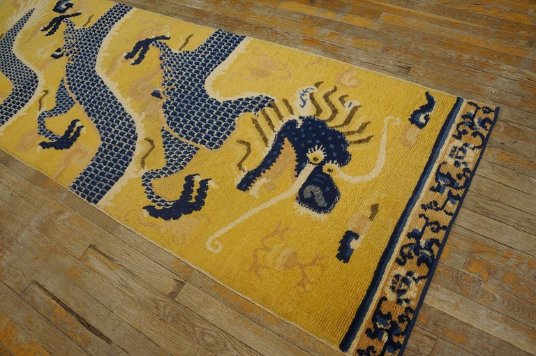 Late 18th Century Chinese Ningxia Dragon Pillar Carpet (2' 9'' x 9'-85 ...