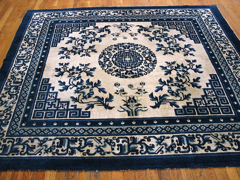 Antique Chinese Ningxia Rug 5' 9" x 6' 4" For Sale at 1stDibs