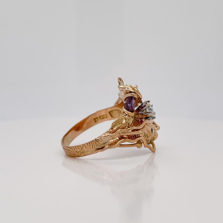 Antique Chinese Nosey "Nose" Dragon and Co. 14K Gold and Diamond ...