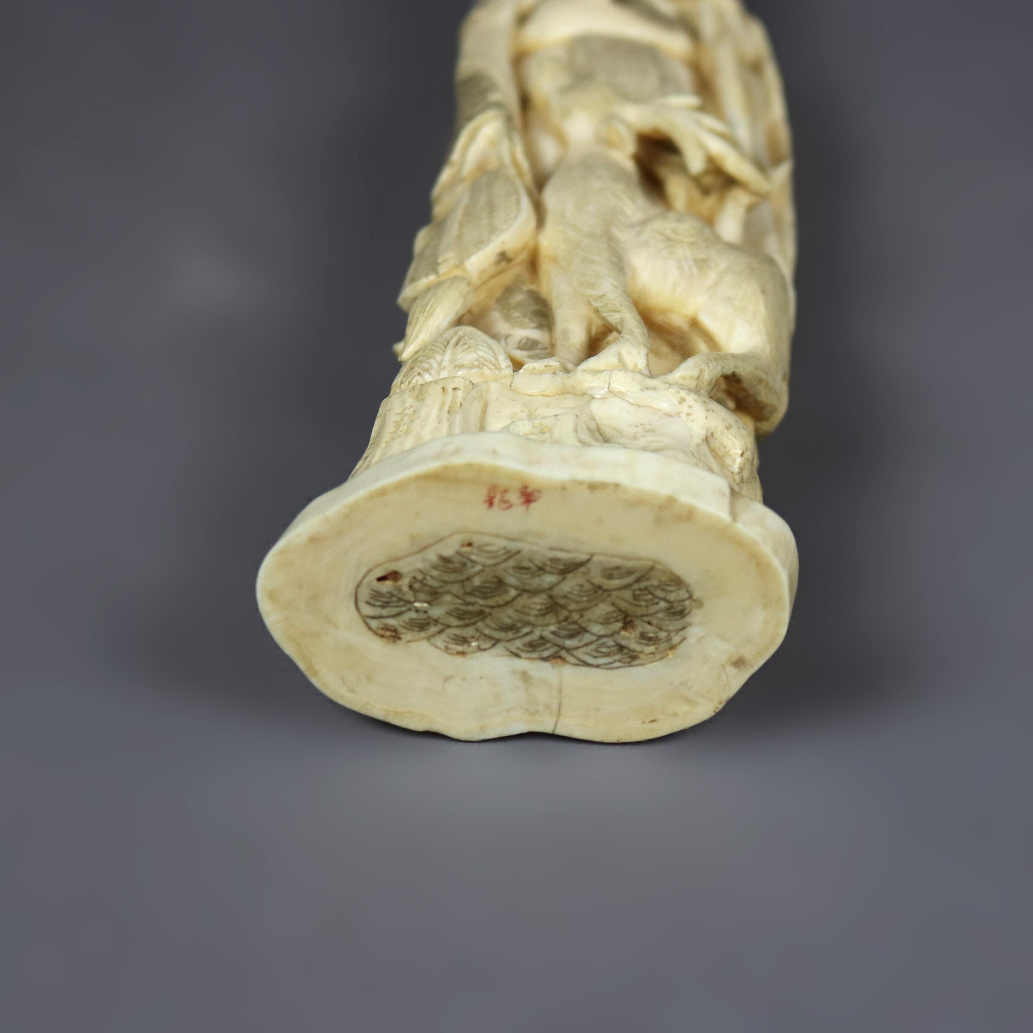 Antique Chinese Oriental Bone Figure of a Wise Man and Deer Circa 1900 ...