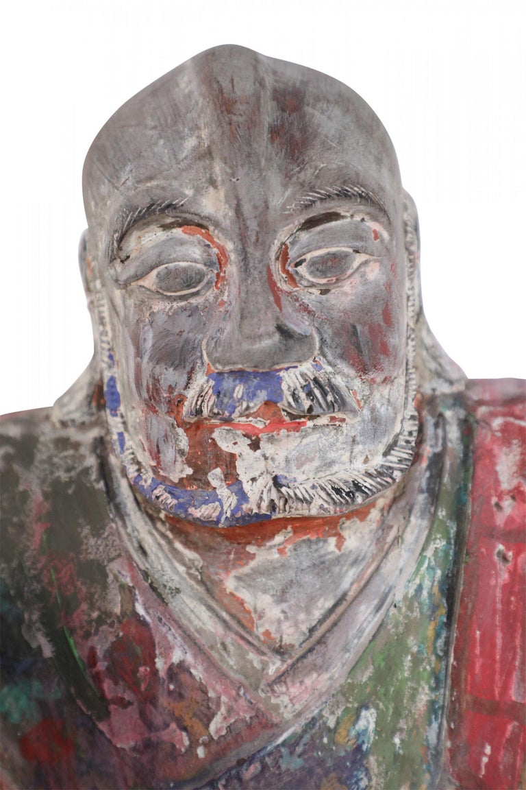Antique Chinese Painted Clay Buddha Statue with Red Robes For Sale at ...