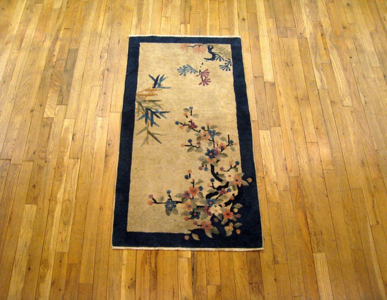 Antique Chinese Peking Oriental Rug, in Small Size, w/ Trees and ...