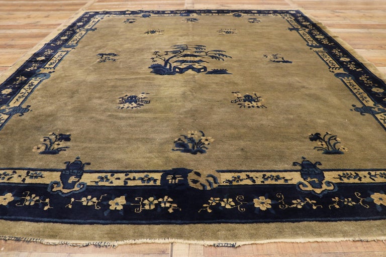Antique Chinese Peking Rug with Chinoiserie Style and Pagoda Design For ...