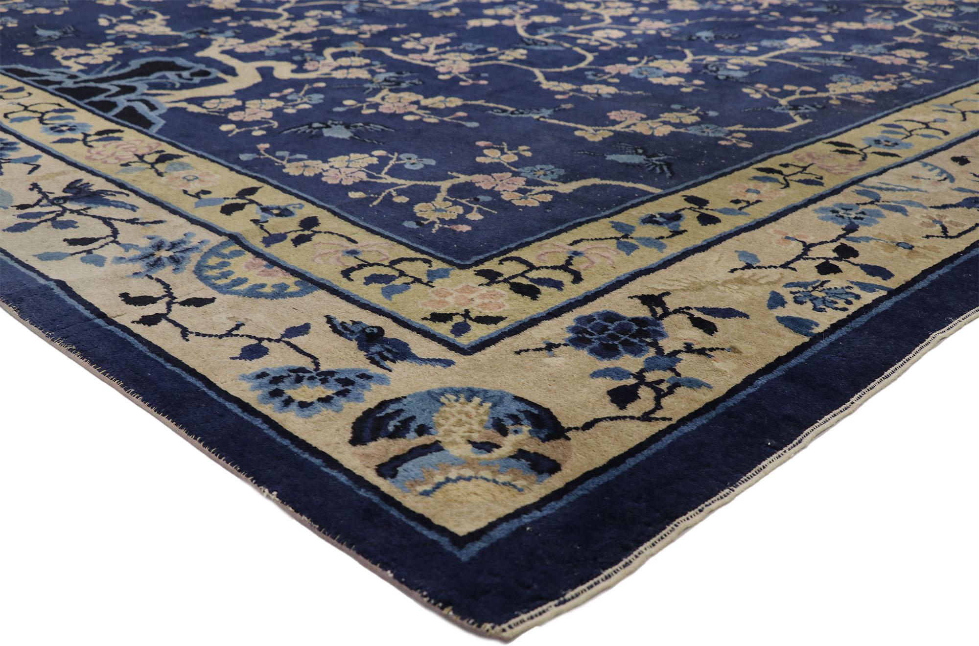 Antique Chinese Peking Rug with Tree Design and Chinoiserie Style at ...