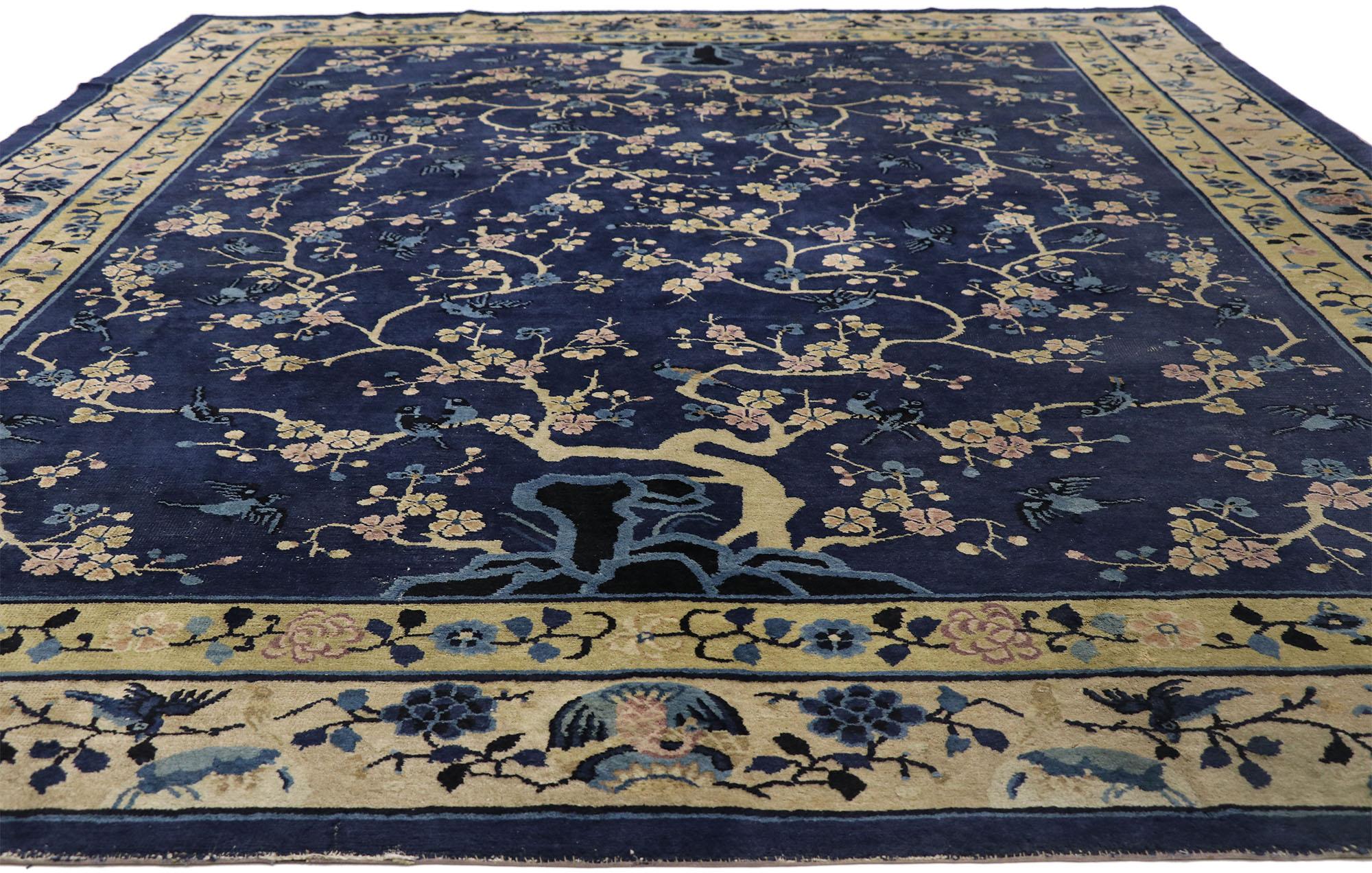 Antique Chinese Peking Rug with Tree Design and Chinoiserie Style at ...