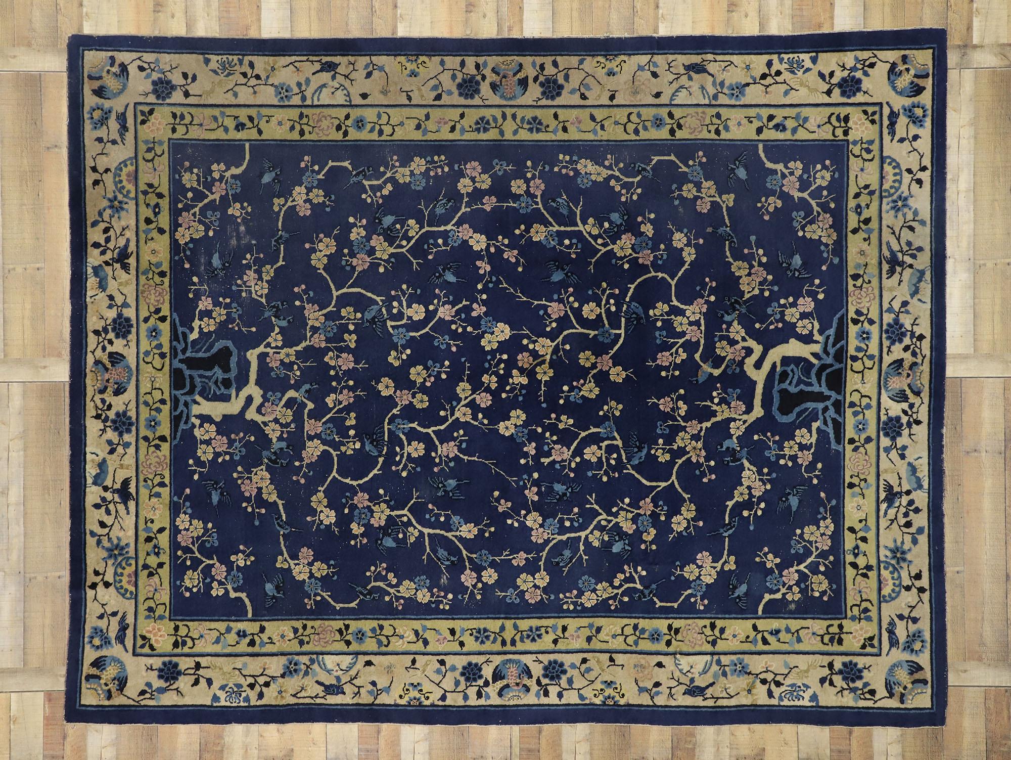 Antique Chinese Peking Rug with Tree Design and Chinoiserie Style at ...
