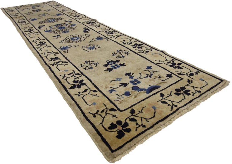 Antique Chinese Peking Runner with Chinoiserie Chic Style, Hallway ...