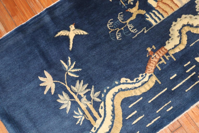 Antique Chinese Pictorial Small Runner For Sale at 1stDibs