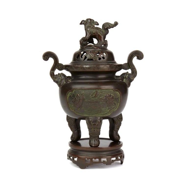 Antique Chinese Qing Bronze Censer and Stand, 19th Century at 1stDibs ...